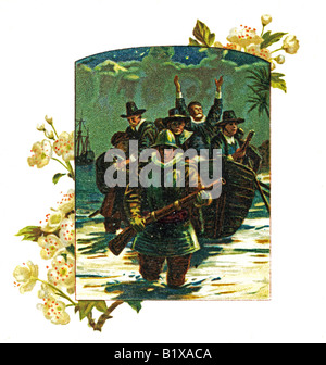 Illustration from The Landing of the Pilgrim Fathers a Victorian ...