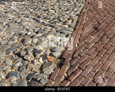 rock brick road surfaces different rough bumpy stone roadway ...