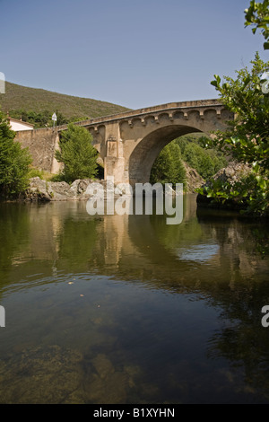 The arches of the Genoese bridge over the Golo Fleuve at Ponte Leccia ...