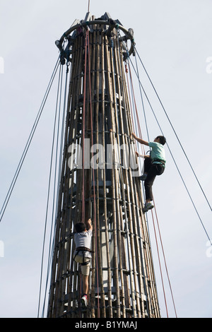 Practising climbing bun towers during the Cheung Chau Bun Festival Hong ...