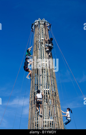Practising climbing bun towers during the Cheung Chau Bun Festival Hong ...
