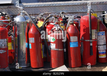 front and back view of fire extinguisher Stock Photo - Alamy