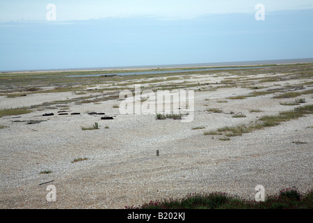 Shingle ridges on Orford Ness spit area formerly used for weapons ...