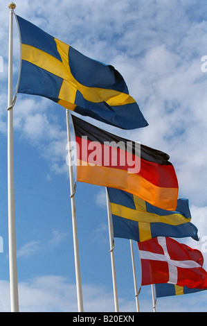 Flags of Scandinavian, the European, German and the flag of Schleswig ...