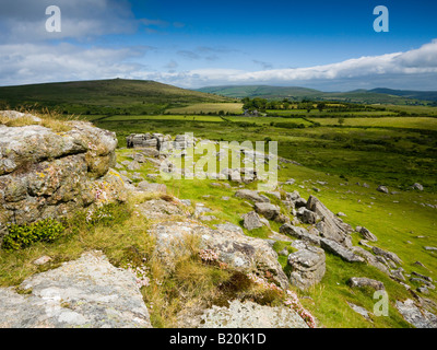 The granite outcrop of Sharp Tor in Dartmoor National Park, Devon ...