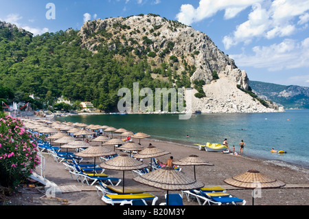 Beach in resort town of Turunc Mugla Turkey Stock Photo - Alamy