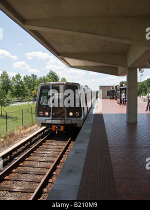 A train arriving at a station, the metrorail or metro underground rail ...