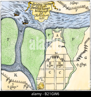 Map Of Delaware River 1655 Stock Photo - Alamy