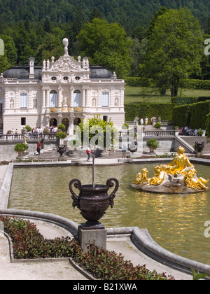 Front elevation of Linderhof castle or palace home of King Ludwig 2 ...