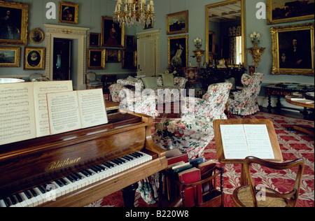 Interior view of Salon with Paintings Brodie castle Morayshire Grampian ...