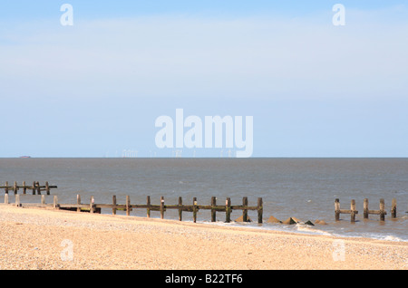 A view of Scoby Sands wind farm from under the pier Stock Photo - Alamy