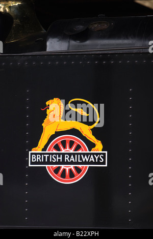Vintage British Railways lion and wheel emblem on Stanier Class 5 steam ...