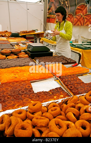Cakes and doughnuts in a fair Stock Photo - Alamy