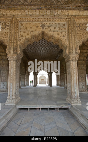 Inlaid MARBLE PILLAR of the KHAS MAHAL inside the RED FORT or LAL QUILA ...