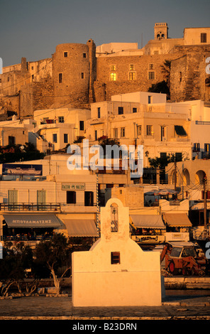 Naxos-town with Castro and harbour promenade, Naxos island, Cyclades ...