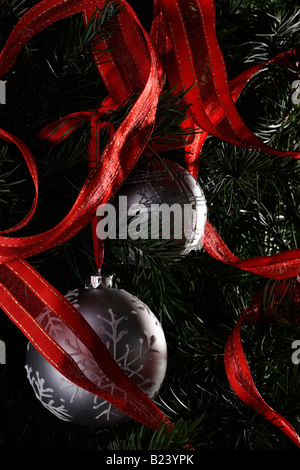 two silver Christmas ball Stock Photo - Alamy