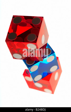 close-up view of three dice of different shapes for board games and ...