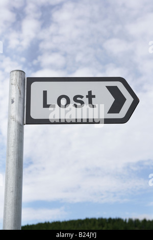 Lost, Strathdon, Aberdeenshire, Scotland. Road sign Stock Photo ...