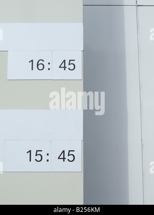 timetable schedule written on notice board paper Stock Photo - Alamy
