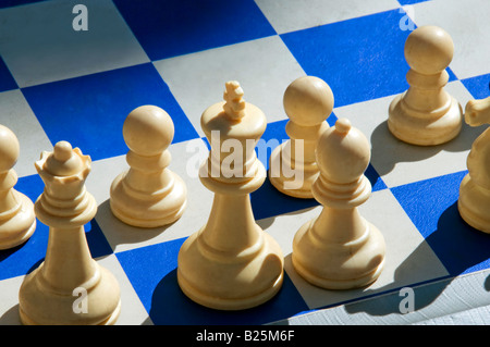White chess pieces close up Stock Photo - Alamy