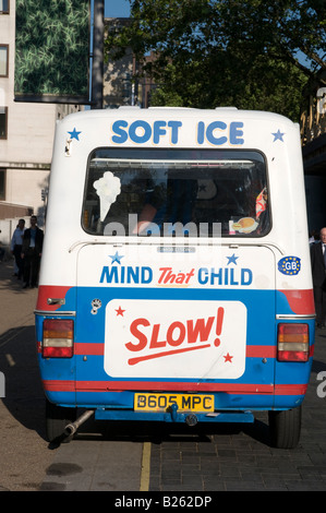 Mind That Child sign on back of ice cream van, England UK Stock Photo ...
