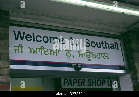 Southall station, with the station name in English and Punjabi London ...