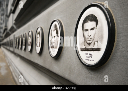 Plaques outside House of Terror, Budapest, showing victims of the Nazi ...