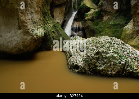 Waterfall and pond in Bassin Bleu protected area, Jacmel, Haiti Stock ...