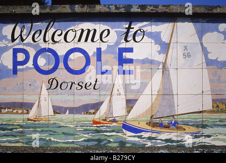 Tiled Welcome to Poole sign Poole Dorset England Stock Photo - Alamy