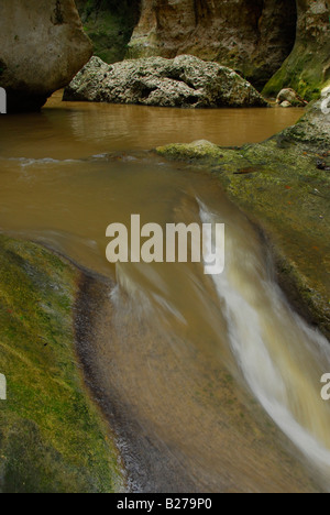 Waterfall and pond in Bassin Bleu protected area, Jacmel, Haiti Stock ...