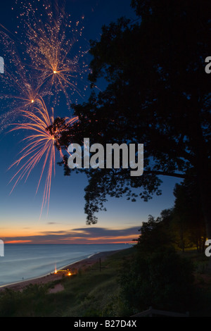 Fourth of July fireworks with lighthouse Stock Photo - Alamy