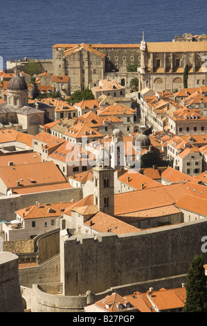 Church towers in the old town centre of Rab, seen from the sea, Rab ...