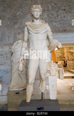 Marble sculpture of Mercury, Greek Hermes, with view over the vineyard ...