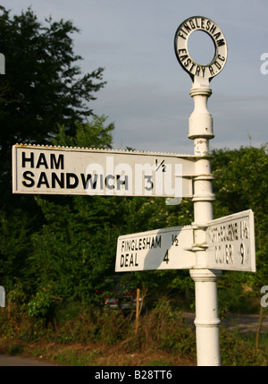 road sign kent for the village of Ham and town of Sandwich kent england ...