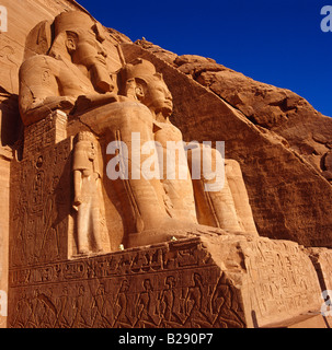 The colossus of Ramses II statue carved in siliceous stone 10 meter lon ...