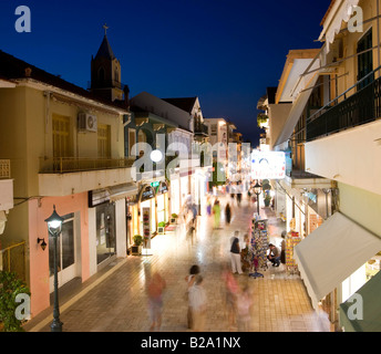Greece kefalonia Argostoli capital twilight leading to town main square ...