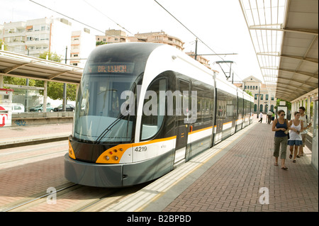 Tram circulating through the streets of Valencia Stock Photo - Alamy