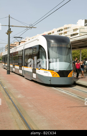 Tram circulating through the streets of Valencia Stock Photo - Alamy
