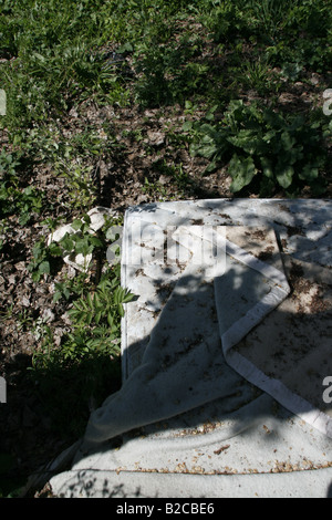dirty bed matress and blanket abandoned in field Stock Photo - Alamy