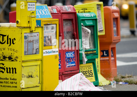 Free newspapers boxes in Manhattan, New York City, USA Stock Photo - Alamy