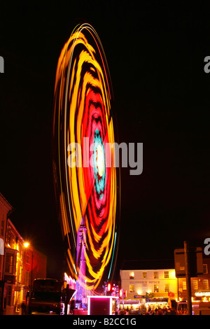 Stokesley high street fun fair at night Stock Photo - Alamy