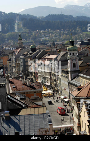 Innsbruck, view from tower Martinsturm to the old city center Stock ...