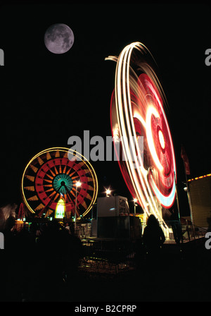 State Fair Ferris Wheels Full Moon Fair Midway Stock Photo - Alamy