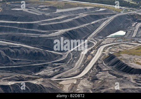 Aerial view of open cast coal mine near Merthyr Tydfil South Wales UK ...
