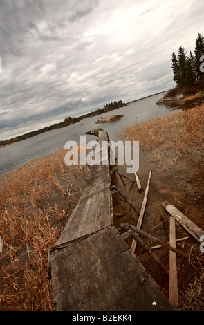 Dilapidated dock on Reed Lake in Northern Manitoba Stock Photo - Alamy