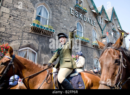 Woman On Horseback During The Langholm Common Riding Scotland UK Stock ...