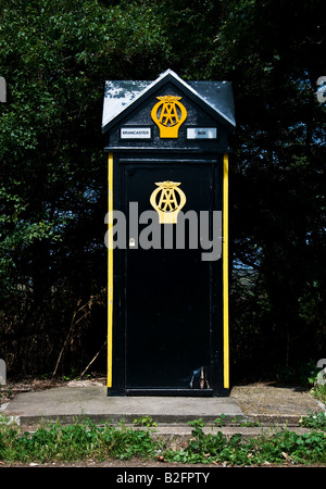 Traditional AA Automobile Association emergency telephone box on Exmoor ...