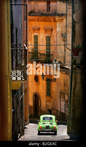 The hill town of Penne in Abruzzo Italy seen from Penne Lake WWF nature ...