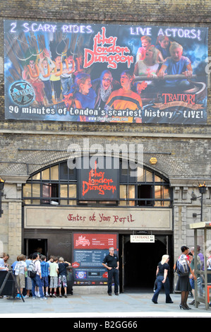 Sign outside the London Dungeons. The London Dungeon is a popular ...