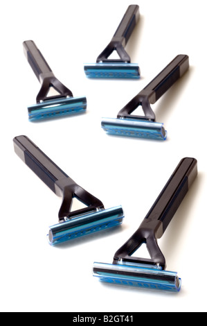 Five Disposable Razors on Black Background Stock Photo - Alamy